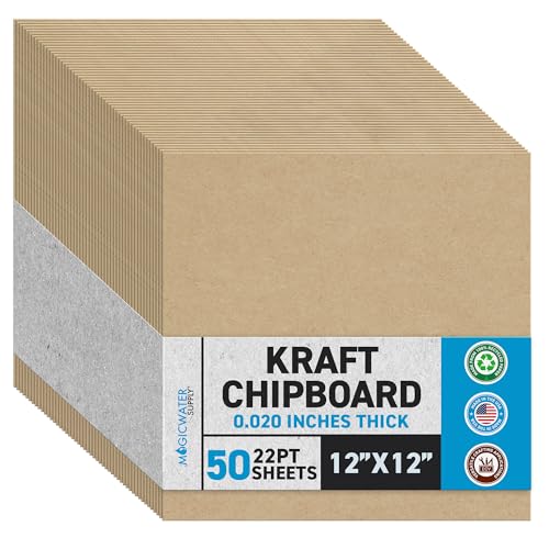 MagicWater Chipboard Sheet for DIY Projects - 12x12 Inch - 50 Pack - 2 ...